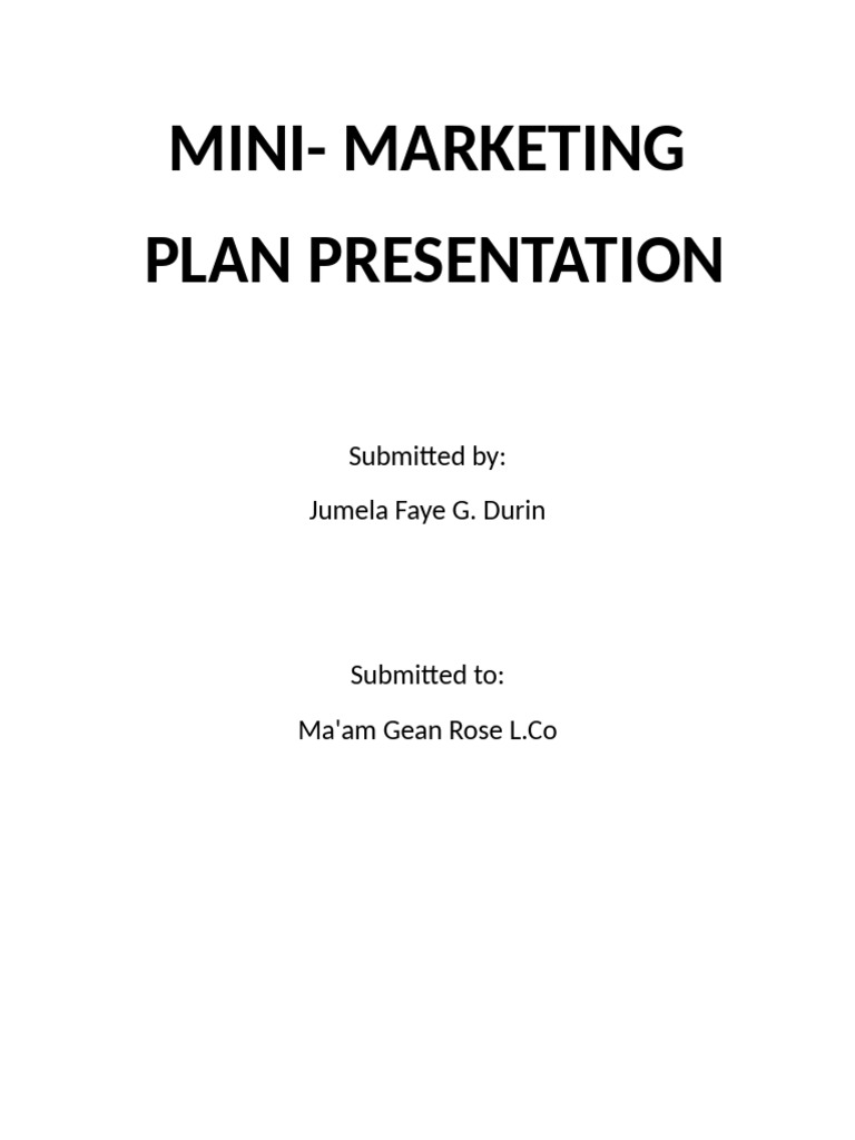 Mini Marketing Plan | PDF | Net Present Value | Banana