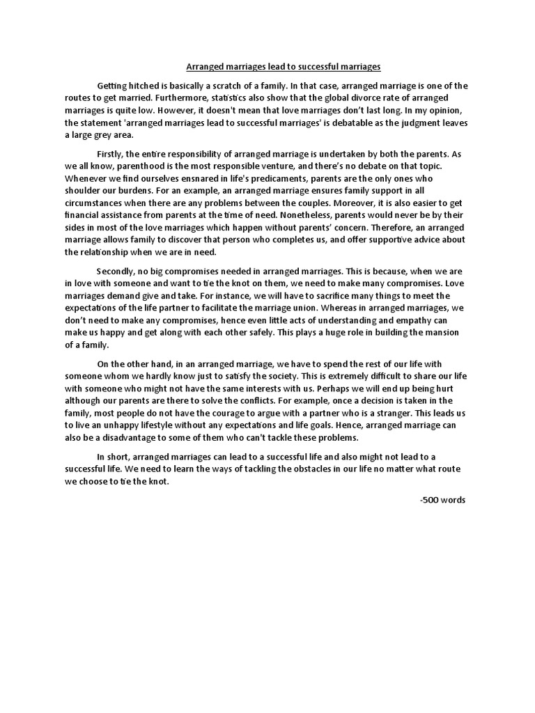 Arranged Marriages Lead To Successful Marriages | PDF | Marriage | Family