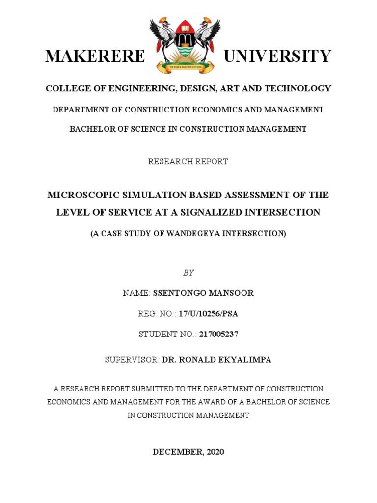 Microscopic Simulation Based Assessment of The Level of Service at A Signalized Intersection ...
