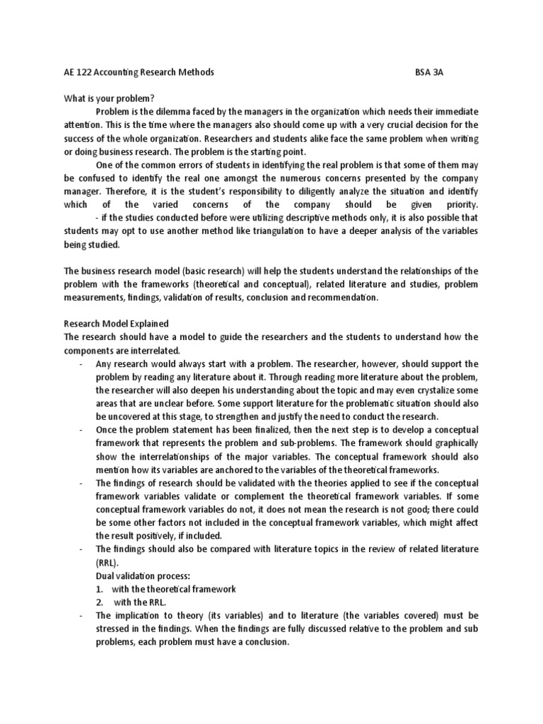 AE 122 Accounting Research Methods March 28 | PDF | Theory | Conceptual ...