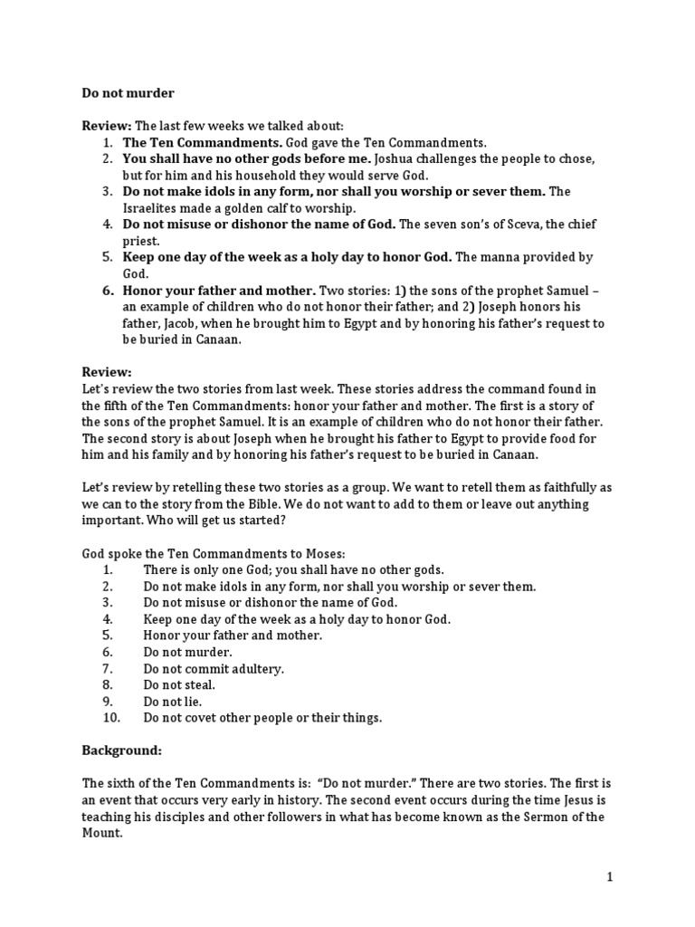 12 - Do Not Murder - BFG | PDF | Ten Commandments | Jesus