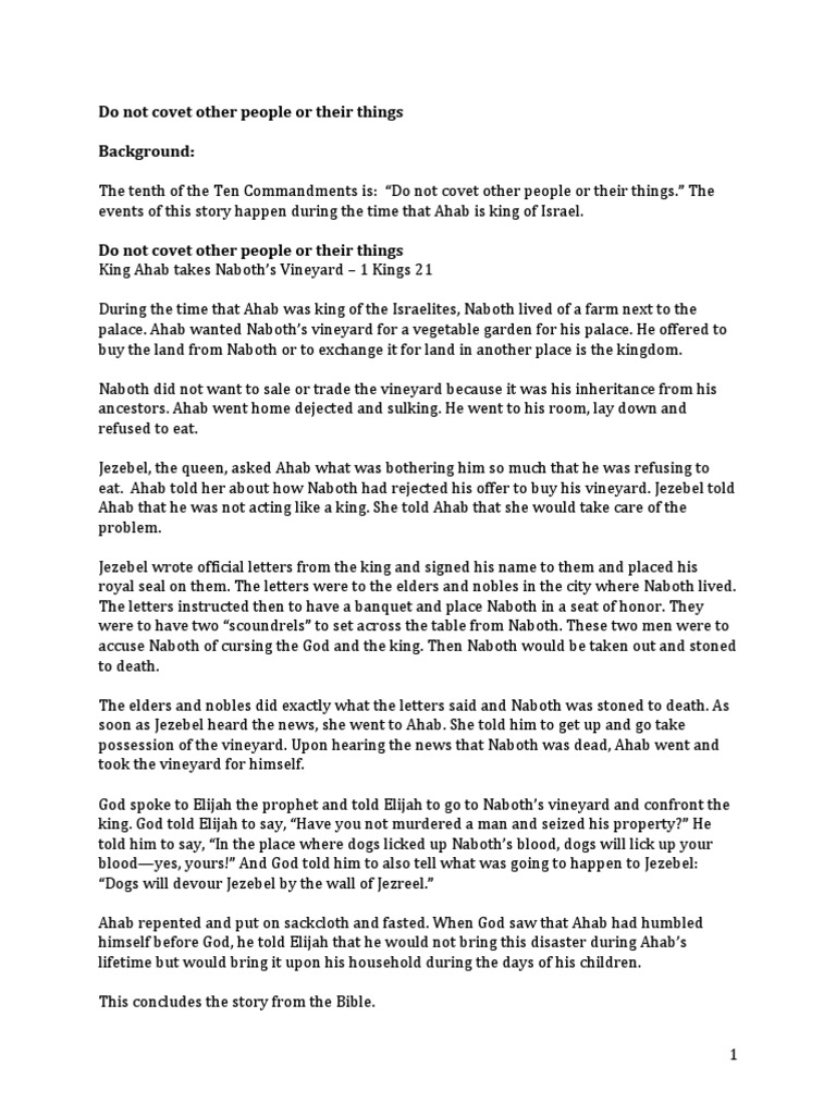 Ch16 - Do Not Covet | PDF | Elijah | Old Testament Books