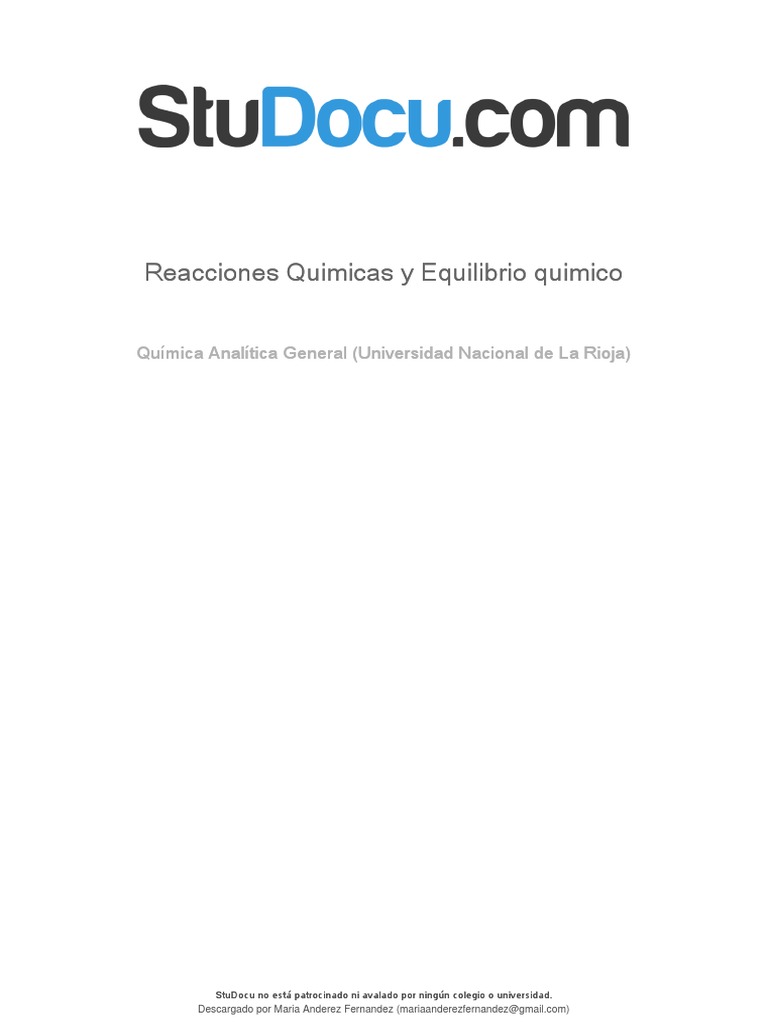 Reacciones Quimicas Y Equilibrio Quimico Pdf Redox Equilibrio Químico