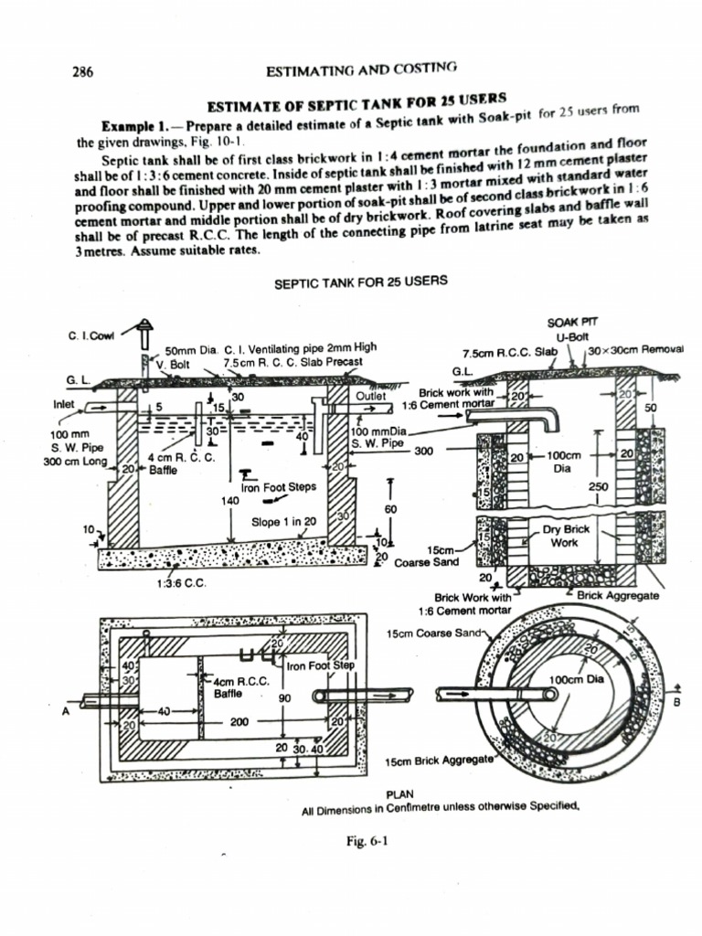 BN Dutta Septic Tank | PDF | Mortar (Masonry) | Concrete