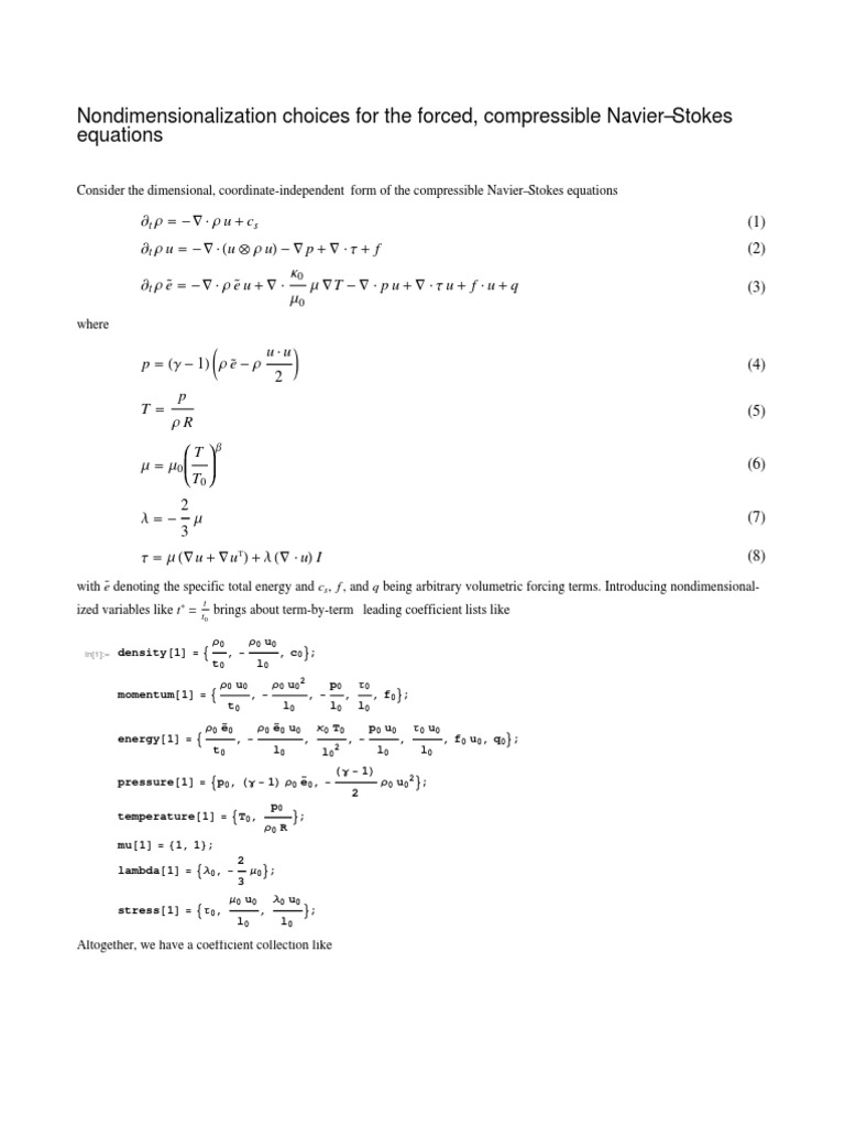 Nondimensionalization choices for the forced, compressible Navier ...