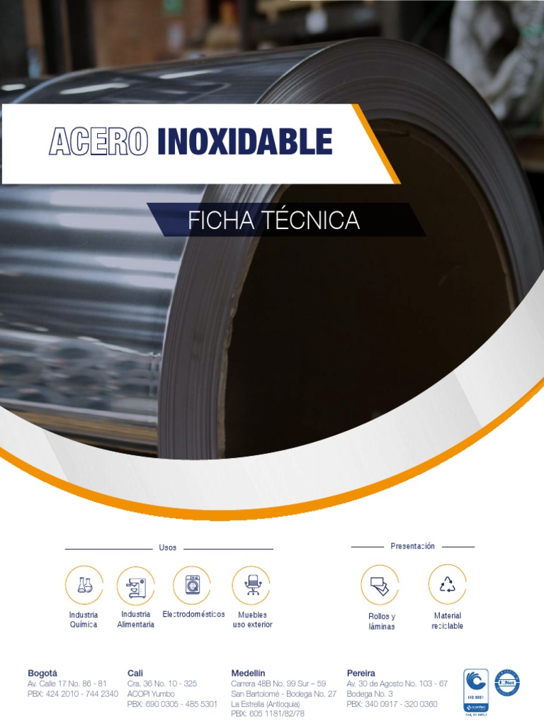 Ficha Técnica Acero Inoxidable | PDF | Acero inoxidable | Acero