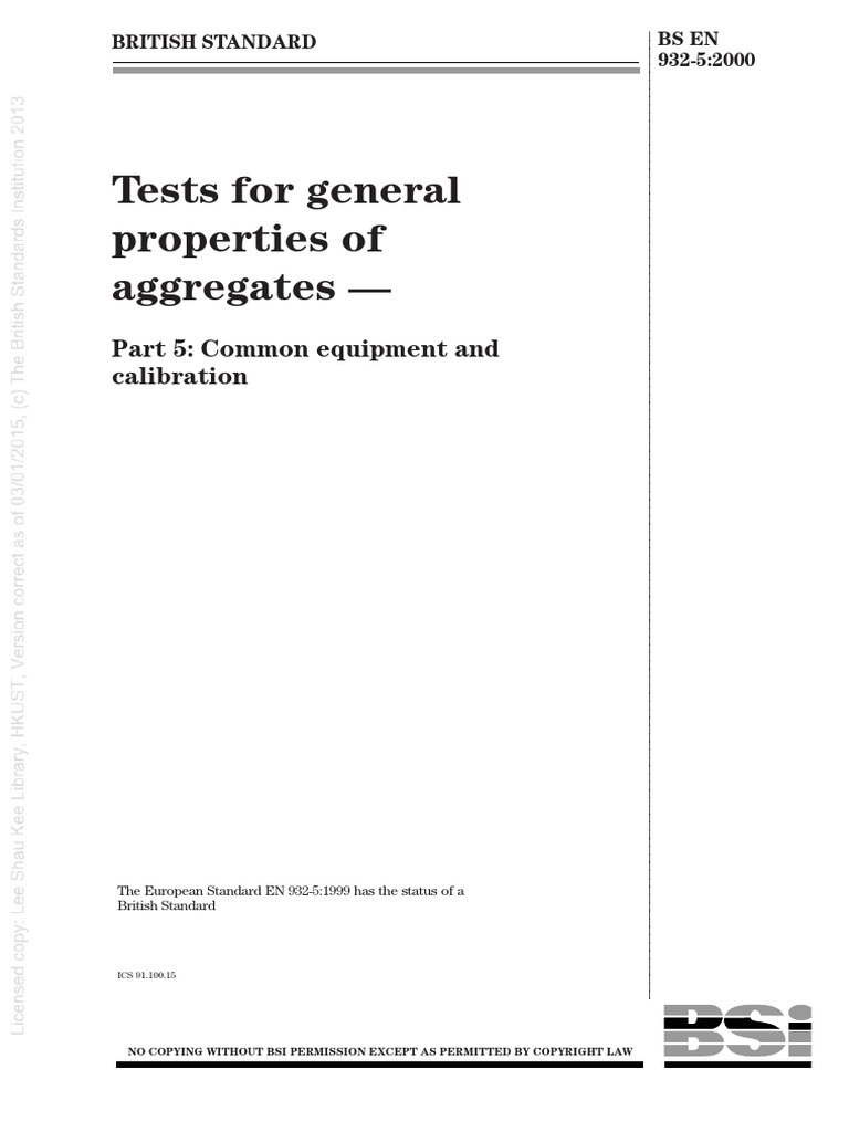 (BS EN 932-5 - 2000) - Tests For General Properties of Aggregates ...