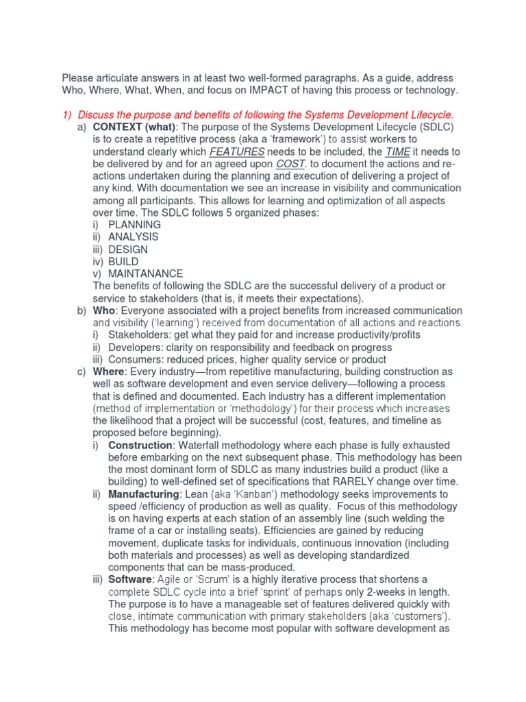 CONTEXT (What) : 1) Discuss The Purpose and Benefits of Following The ...