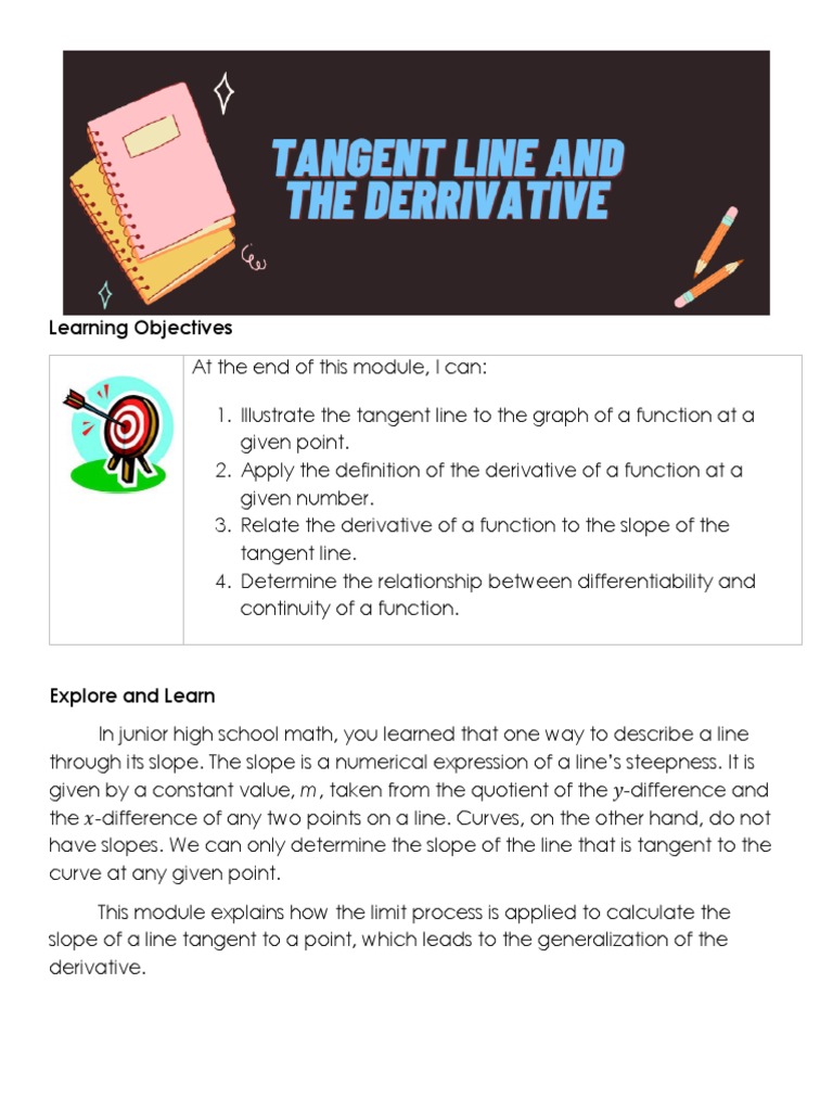 Tangent Line and The Derivatives | PDF | Tangent | Slope