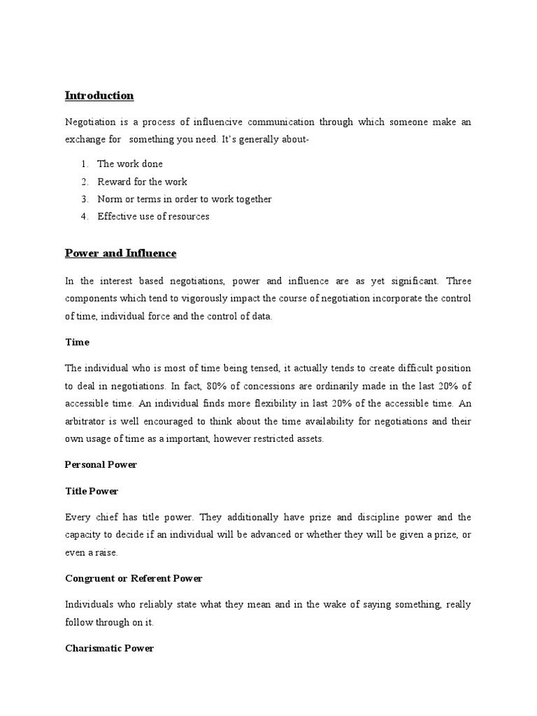 Four Defining Aspects of Interest Based Model Under Negotiation | PDF ...