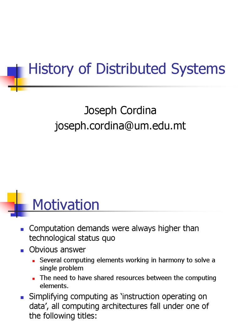 History Of Distributed Systems Pdf Network Topology Computer Network