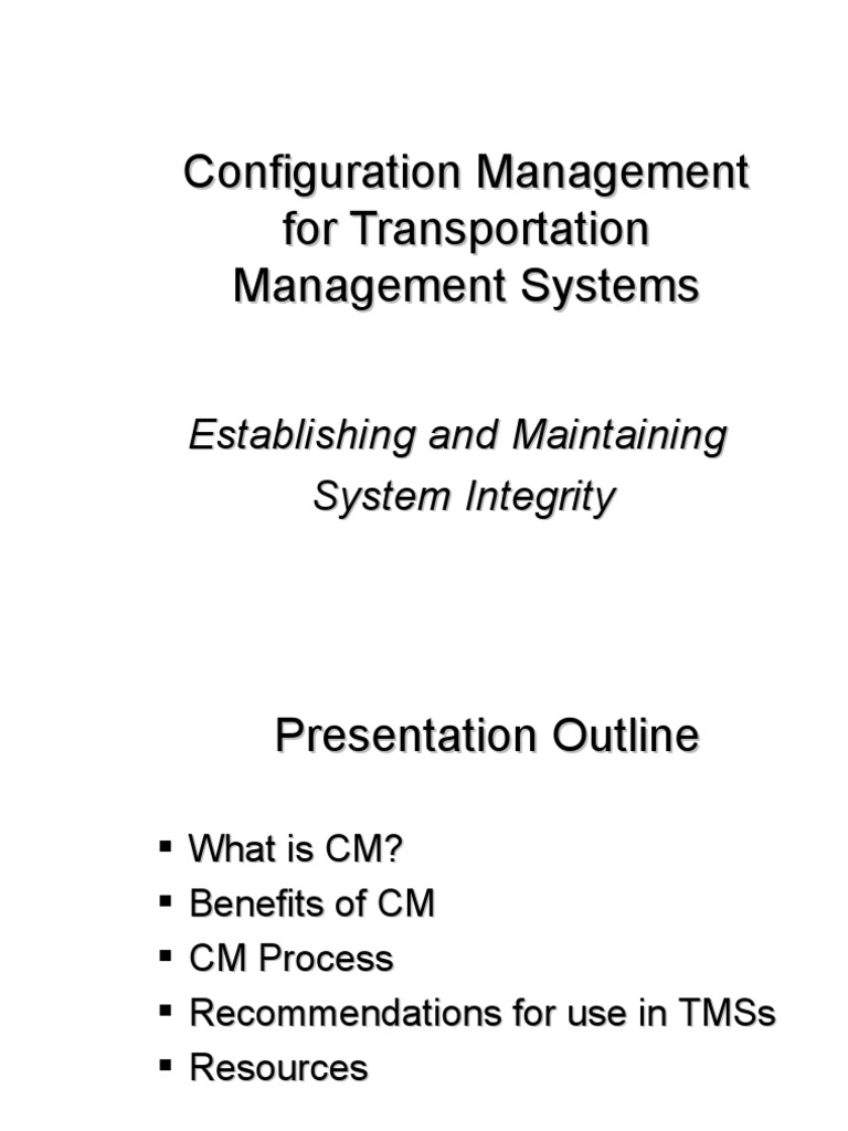 Configuration Management For Transportation Management Systems | PDF ...