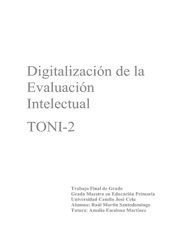 TONI 2 Digitalizacion de La Evaluacion Intelectual Toni 2 | PDF