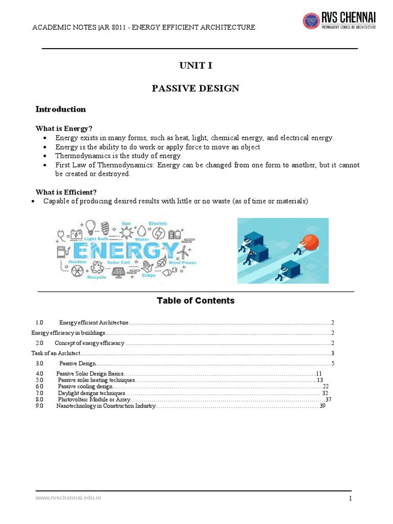 Notes - Energy Efficient Architecture. | PDF | Solar Energy | Efficient ...