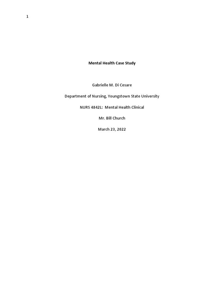 Mental Health Case Study | PDF | Mental Disorder | Substance Abuse