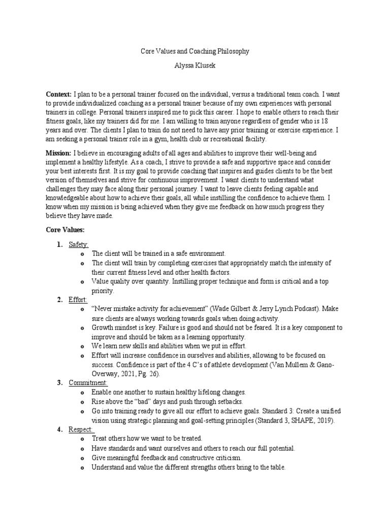 Coaching Paper Final | PDF | Personal Trainer | Goal