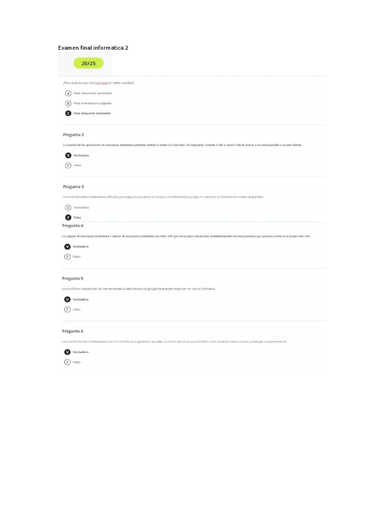 Examen Final de Informática 2 | PDF