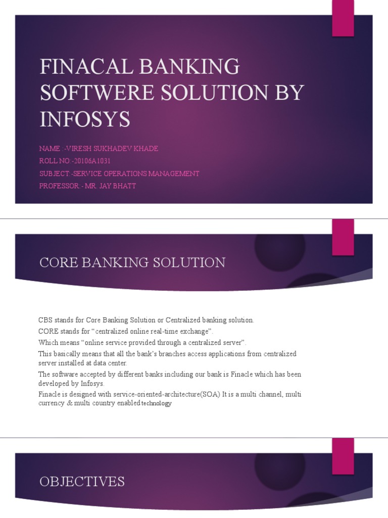 Infosys Finacle Core Banking Overview | PDF | Banks | Banking