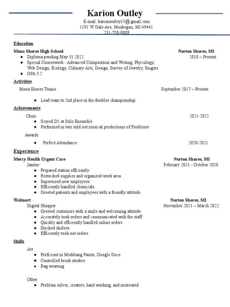 Karion Outley Resume | PDF