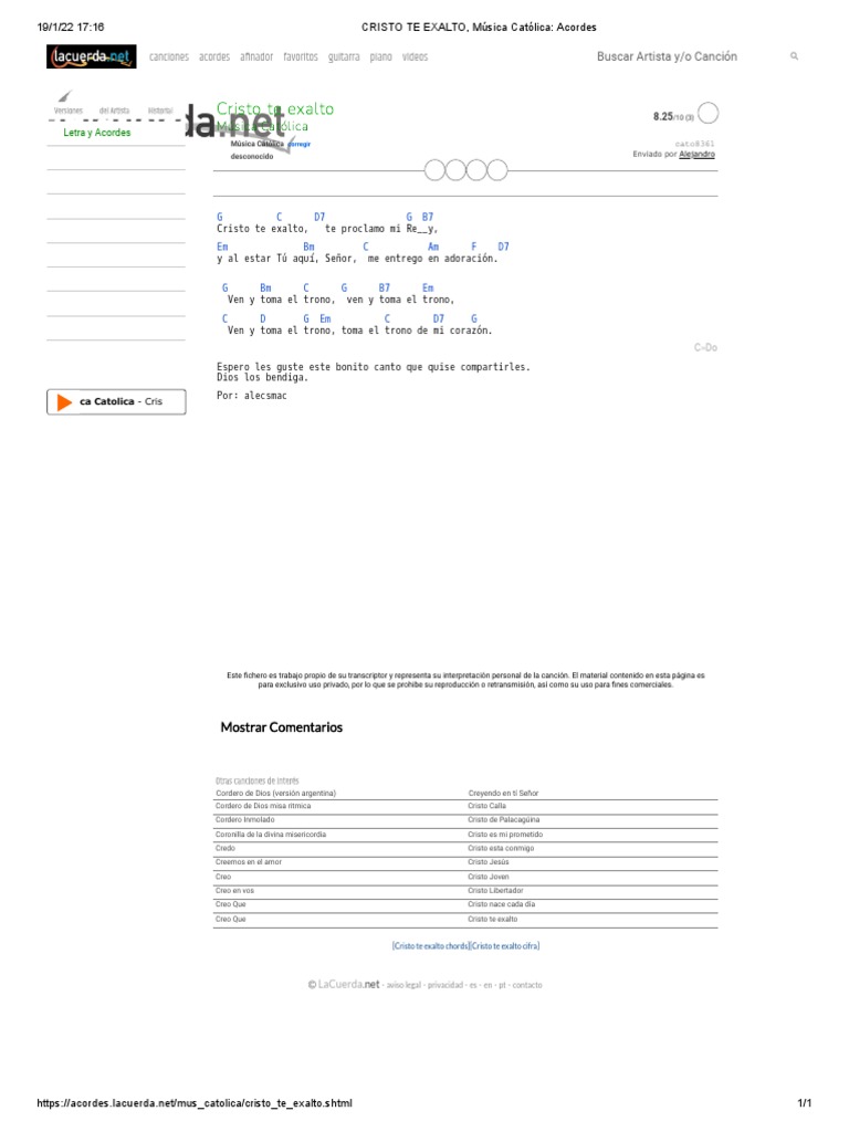 Cristo Te Exalto, Música Católica - Acordes | PDF | Cristo (título)