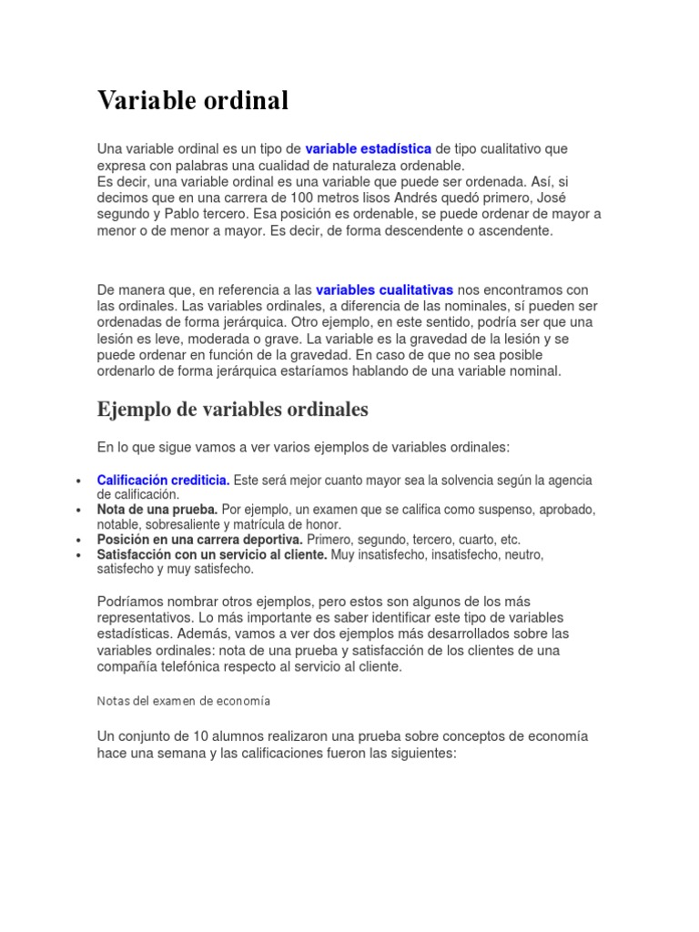 Variable Ordinal | PDF | Nivel de medida