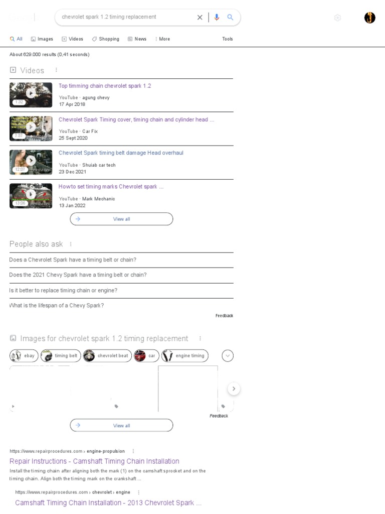 Chevrolet Spark 1.2 Timing Replacement | PDF | Industries | Chevrolet