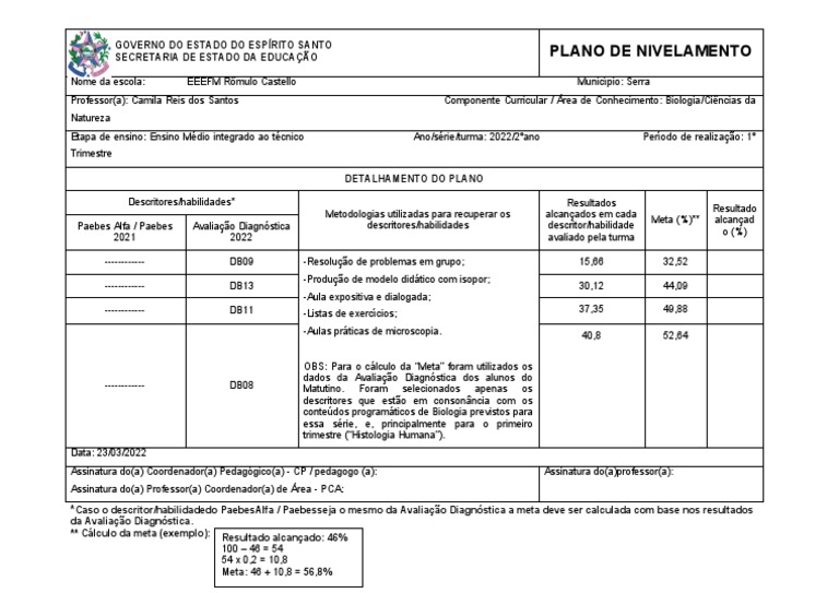 Modelo - de - Plano - de - Nivelamento - 2 Ano | PDF | Pedagogia