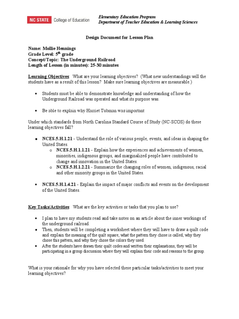 5th Grade Underground Railroad Lesson | PDF | Underground Railroad ...