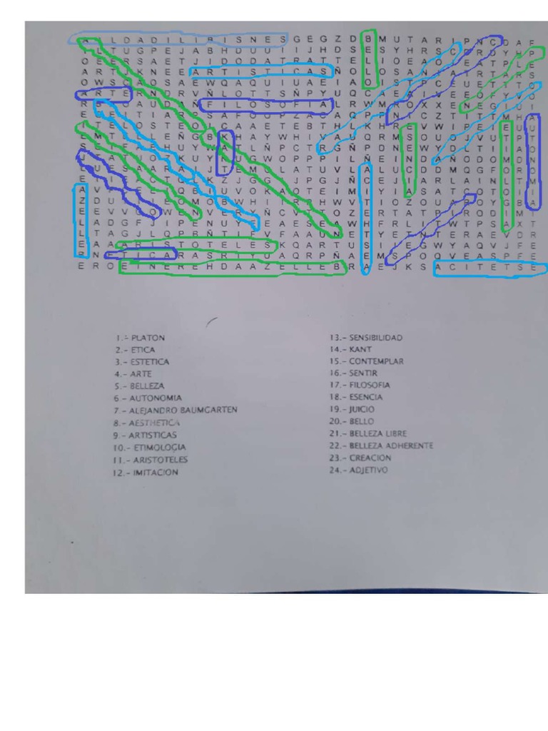 Sopa de Letras Filosofia Estetica | PDF