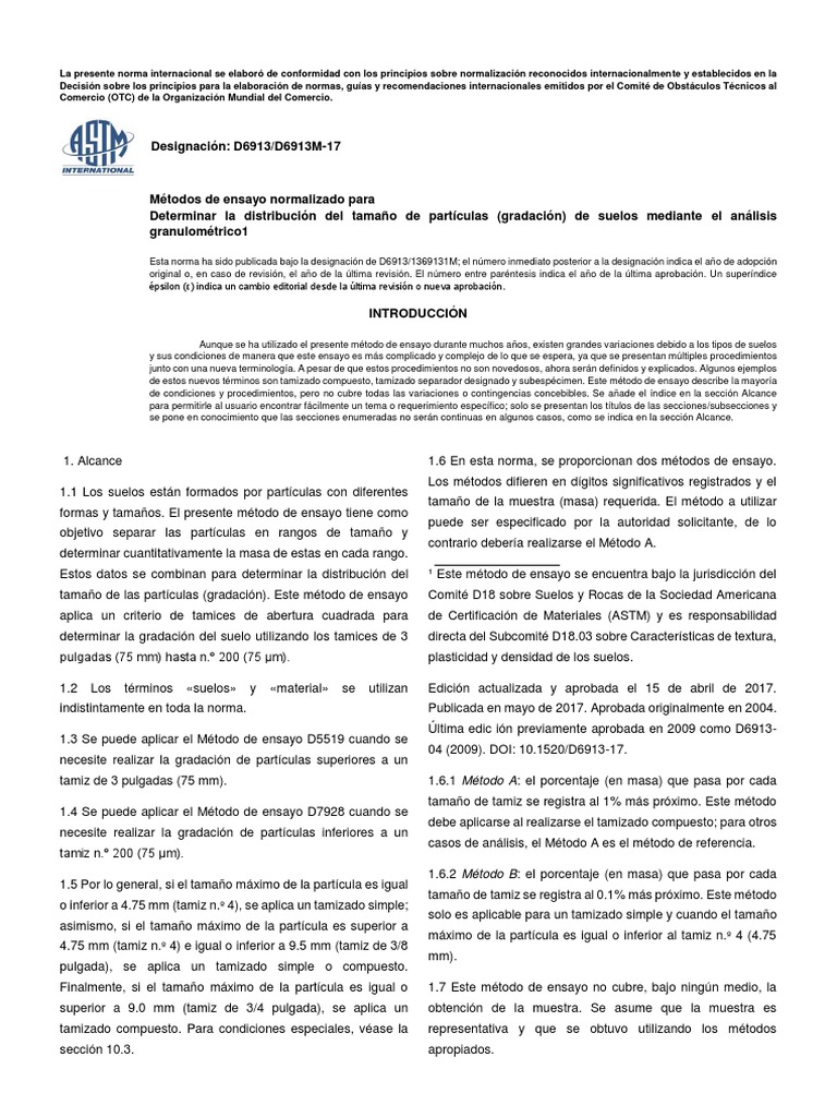 Astm D6913 - D6913M-17 | PDF