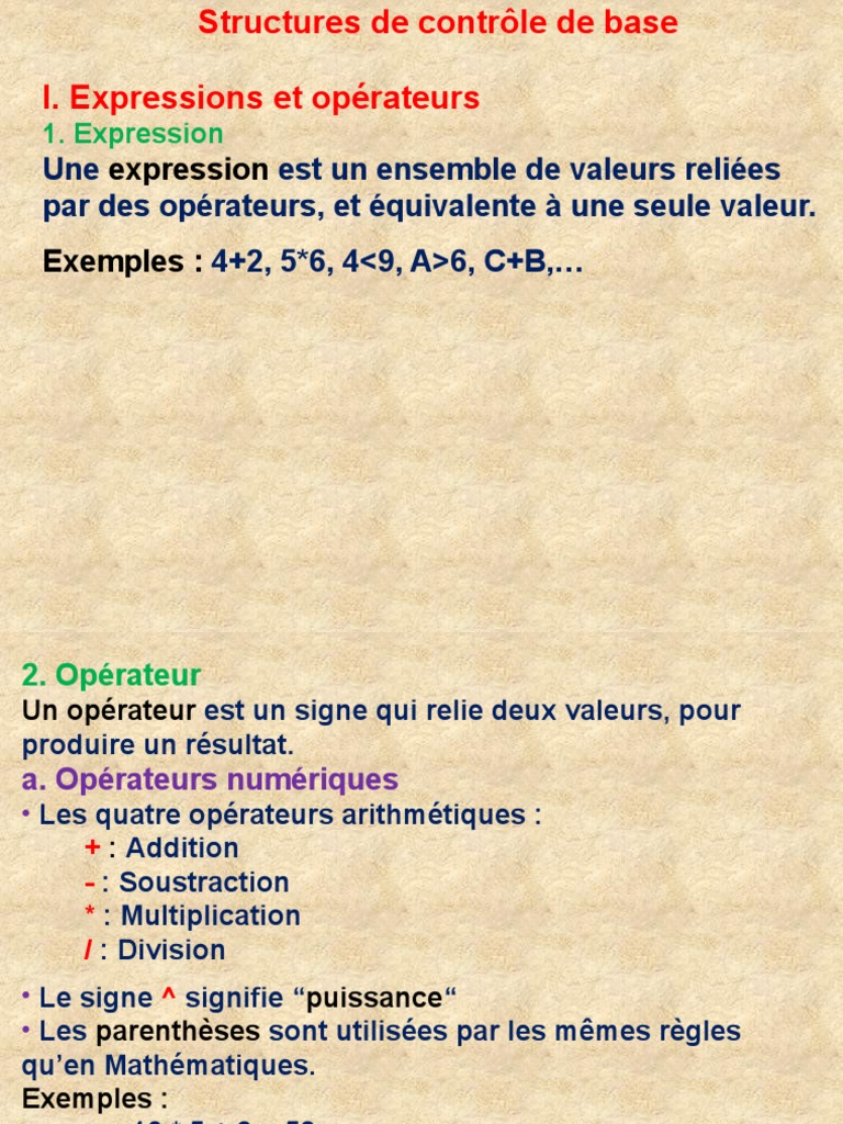 Chapitre 2 Structures de Controle de Base | PDF | Booléen | Algèbre de Boole (logique)