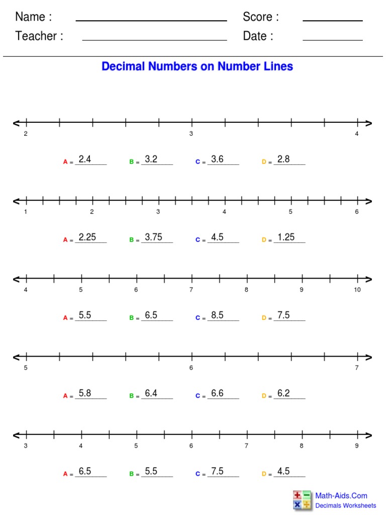Number Lines Decimals | PDF
