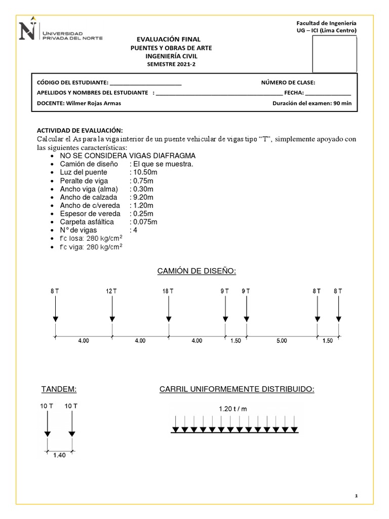 Evaluación Final Puentes 2021-2 | PDF