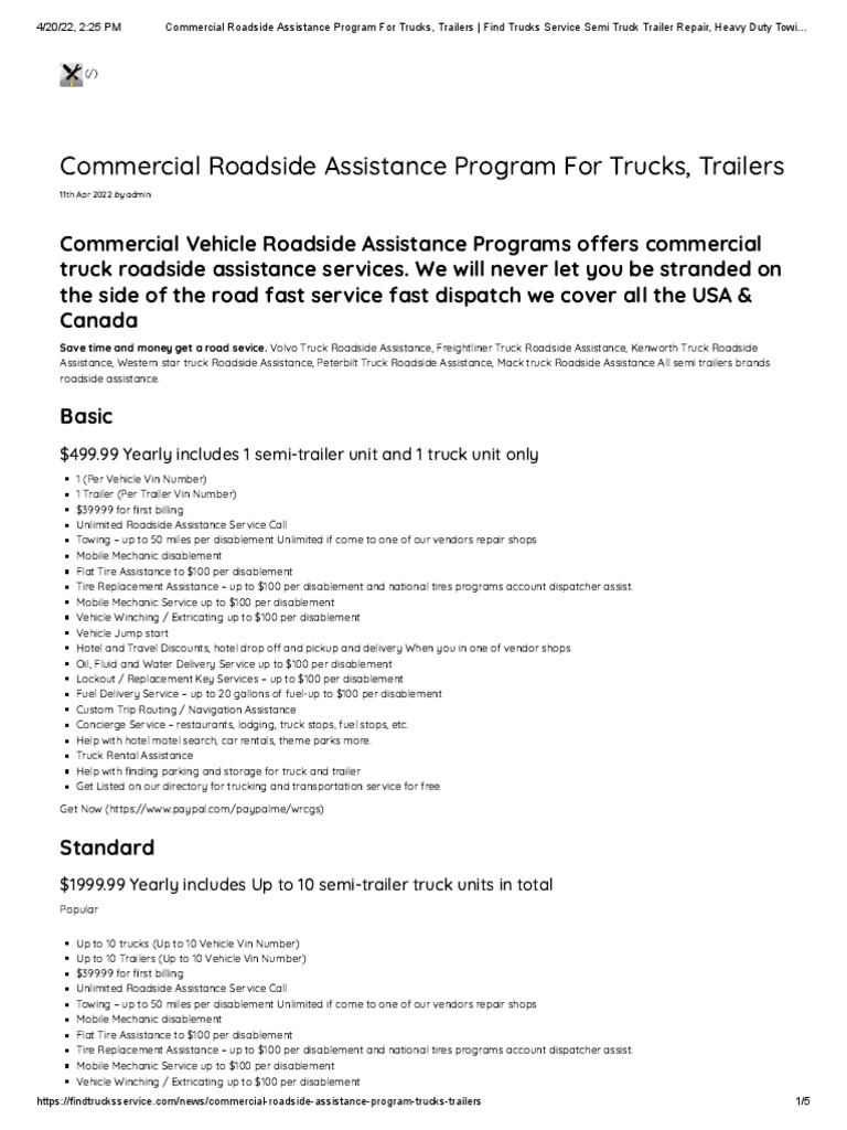 Commercial Roadside Assistance for Trucks | PDF | Semi Trailer Truck ...