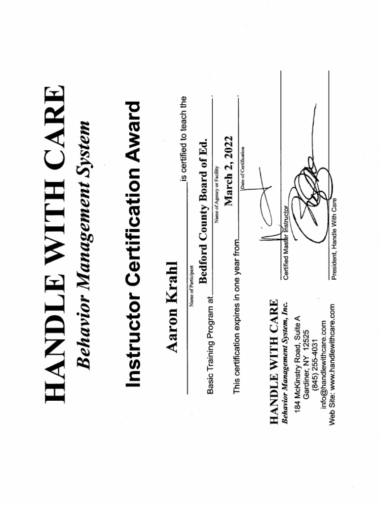 Handle W-Care Cert | PDF