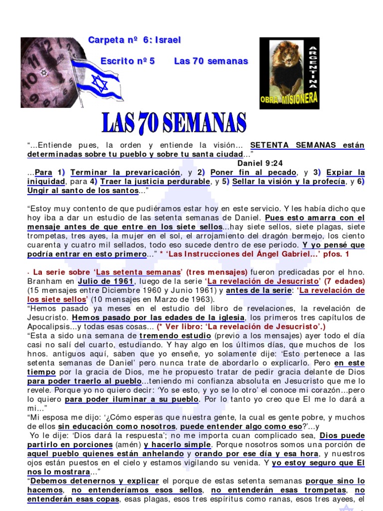 Israel N 5-Las Setenta Semanas | PDF | Templo en jerusalén | Daniel (figura bíblica)