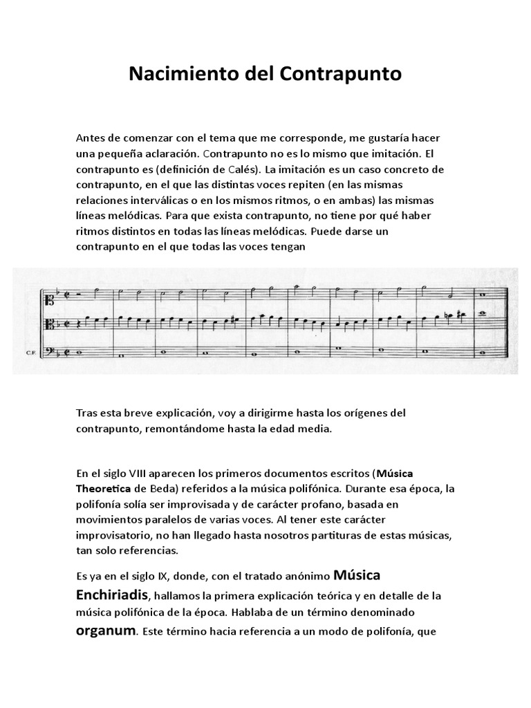Nacimiento Del Contrapunto | PDF | Composiciones Musicales | Teoría musical