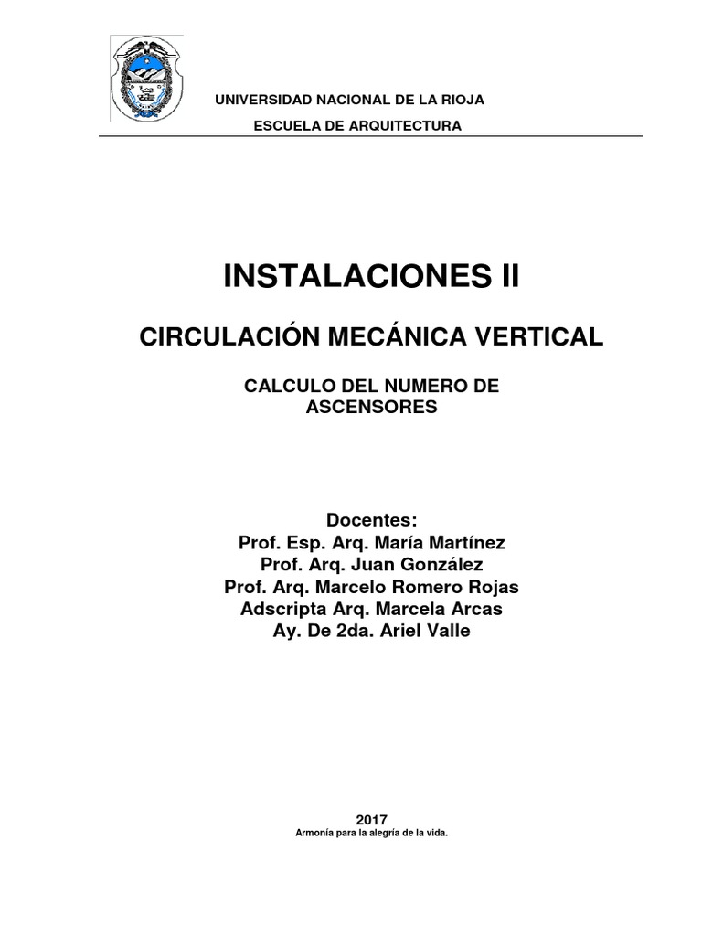 Calculo de Ascensores | PDF | Ascensor | Arquitectura