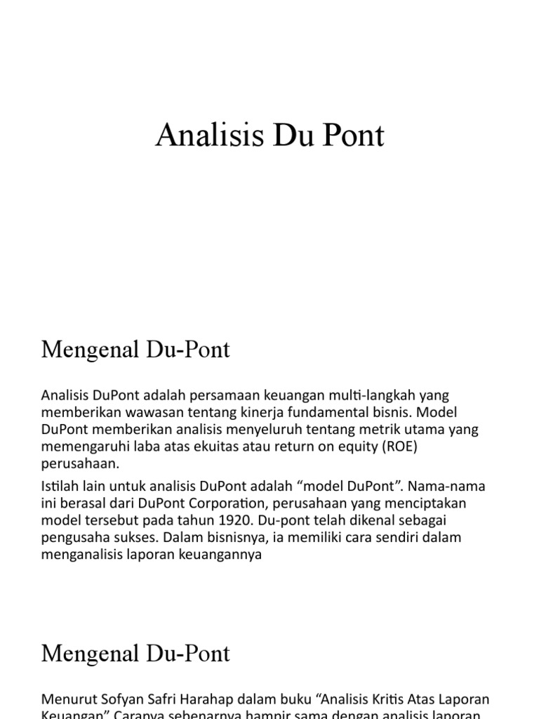 Analisis Du Pont | PDF