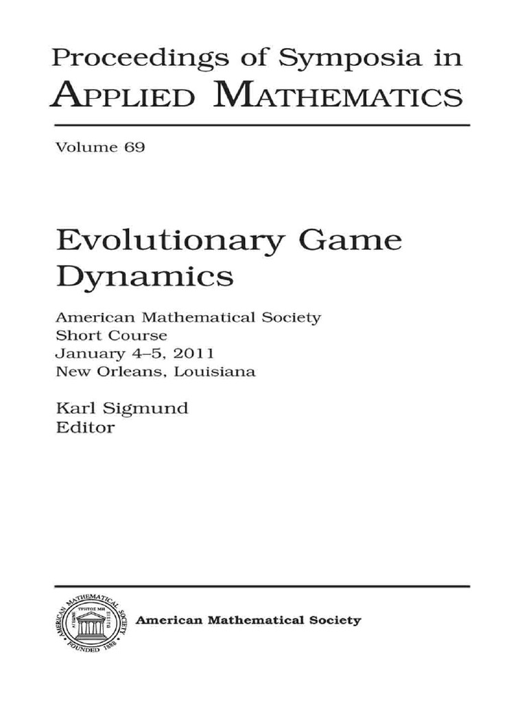 Evolutionary Game Dynamics Pdf Game Theory Evolution