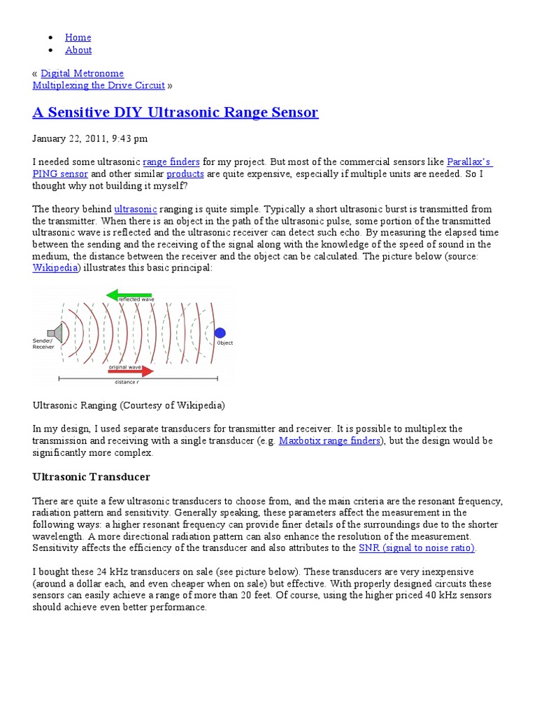 Ultrasonic Range Sensor | PDF | Amplifier | Oscillation