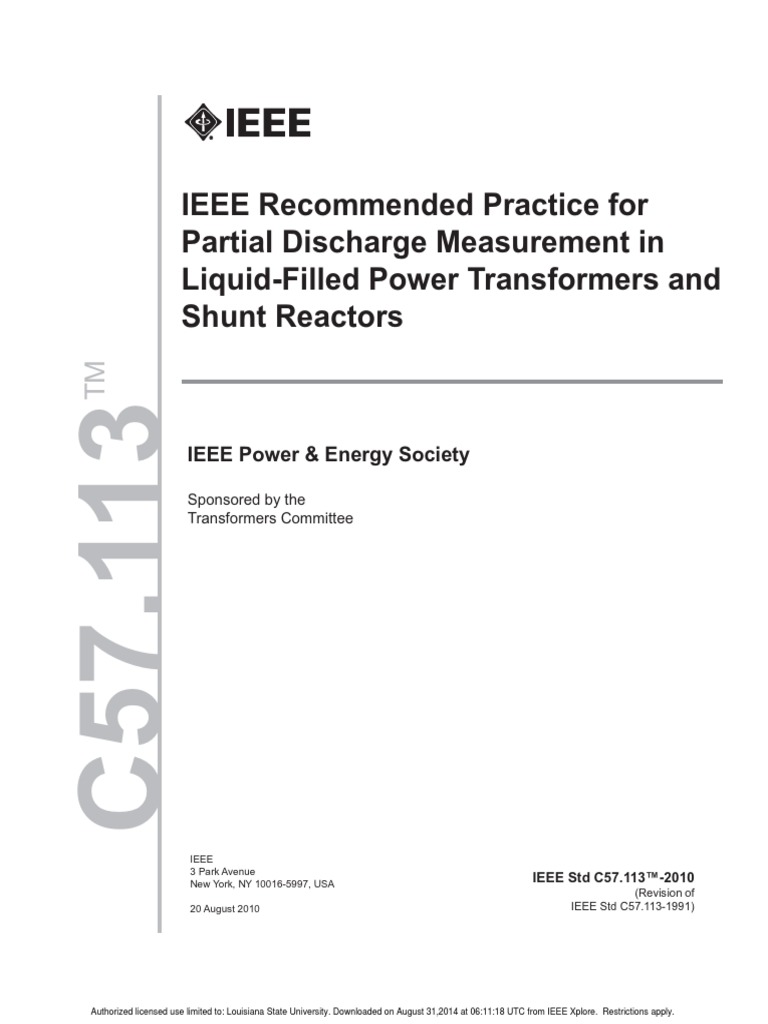 Ieee Recommended Practice For Partial Discharge Measurement in L | PDF ...