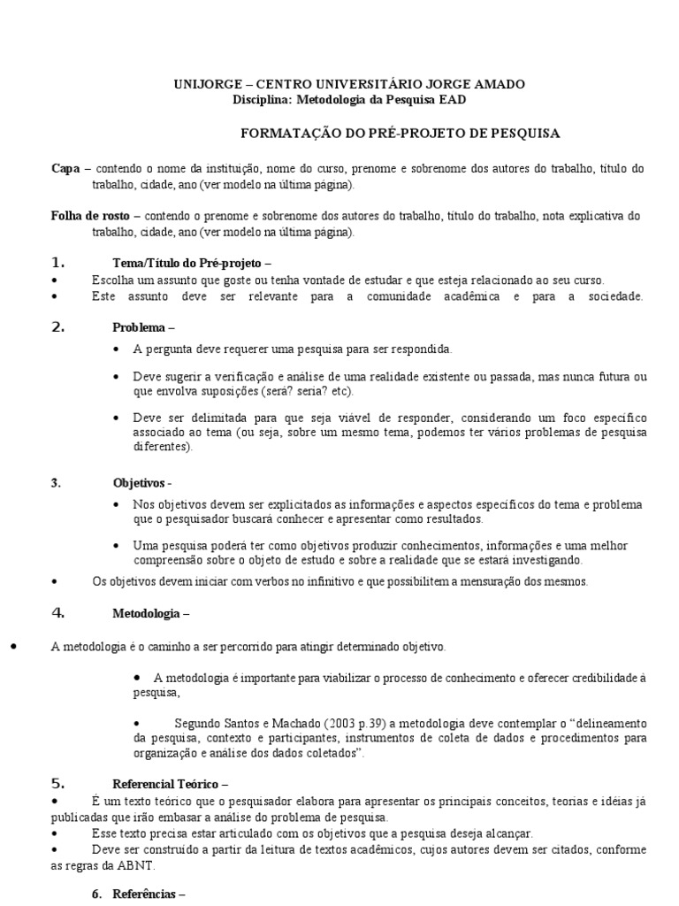 Formatacao Dos Pre-Projetos | PDF | Caixa alta e caixa baixa | Método científico