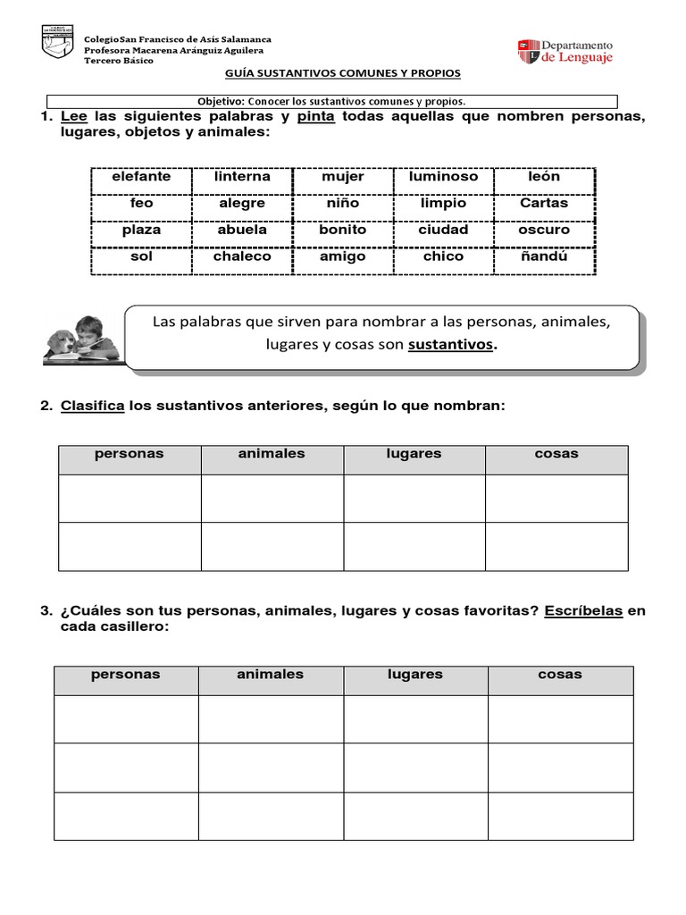 Lenguaje 3ro Básico | PDF | Sustantivo | Comprensión lectora