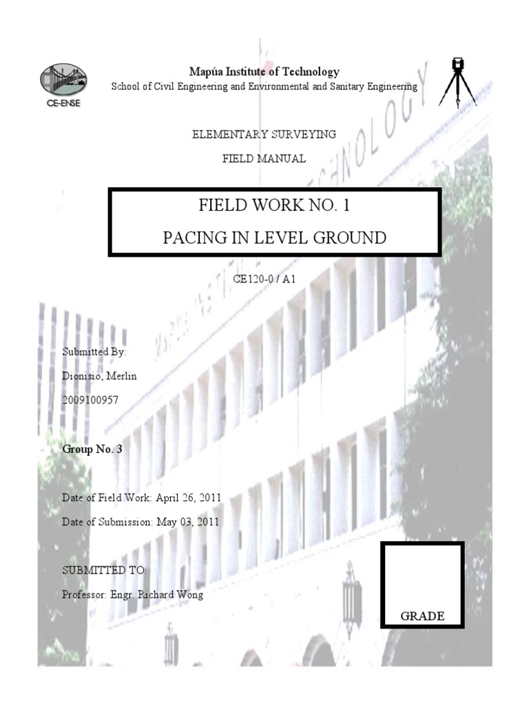 Field Work No. 1 Pacing in Level Ground: Mapúa Institute of Technology ...
