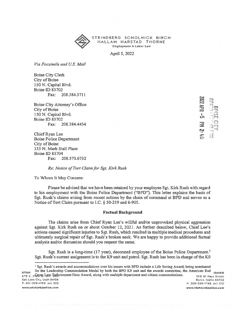 Notice of Tort Claim | PDF