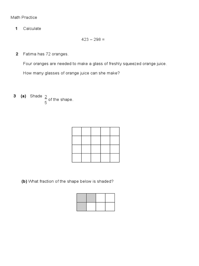 1 Calculate: Math Practice | PDF | Mathematics