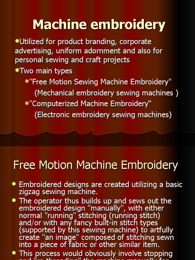 Machine Embroidery | PDF | Embroidery | Textiles