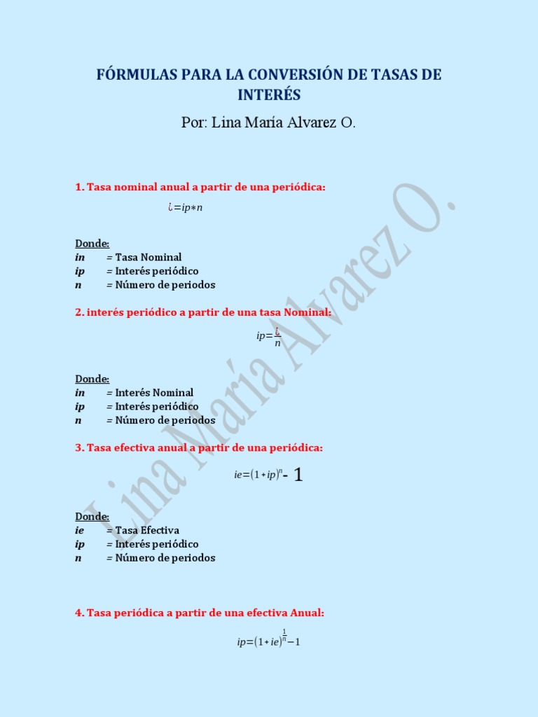 Fórmulas - Conversión de Tasas | PDF