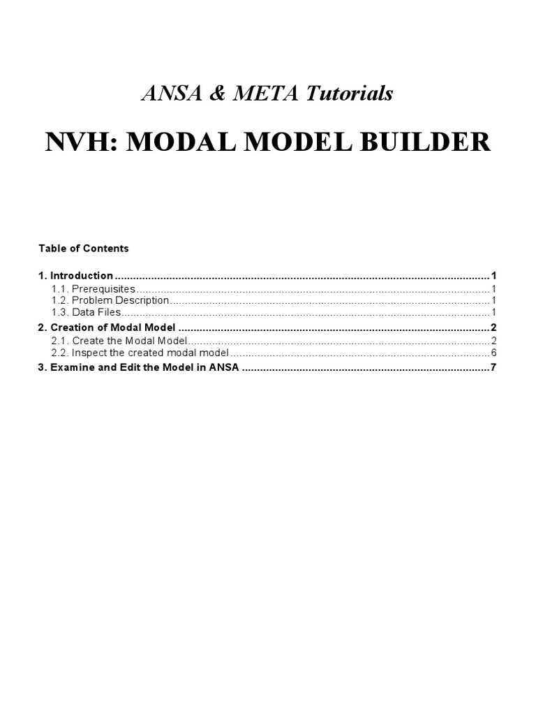 ANSA META Tutorials NVH Modal Model Builder | PDF | Normal Mode | Damping